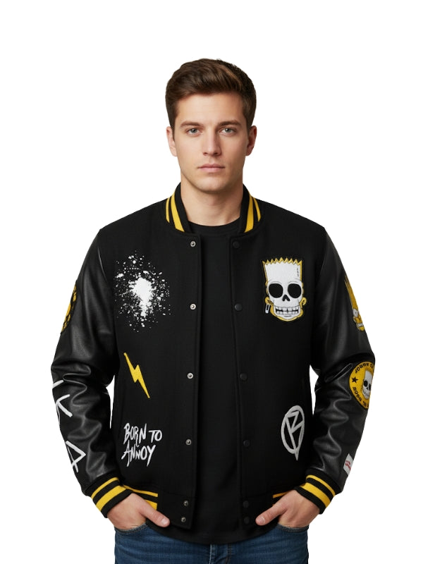 Simpsons Black Varsity Jacket – starletcollections